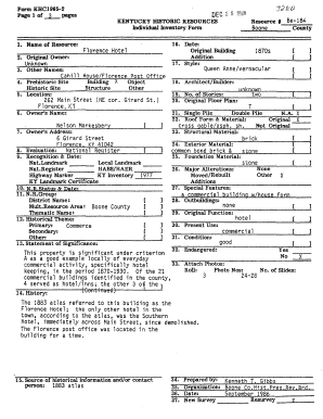 Fillable Online Florence Hotel a commercial building w/house form This ...