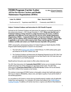 Fillable Online FEHB Program Carrier Letter - Healthcare Law Blog Fax ...