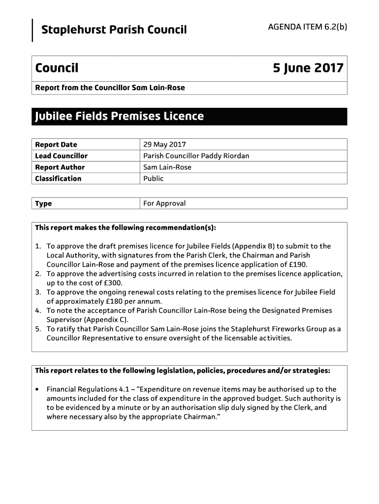 Fillable Online Report from the Councillor Sam Lain-Rose Fax Email ...