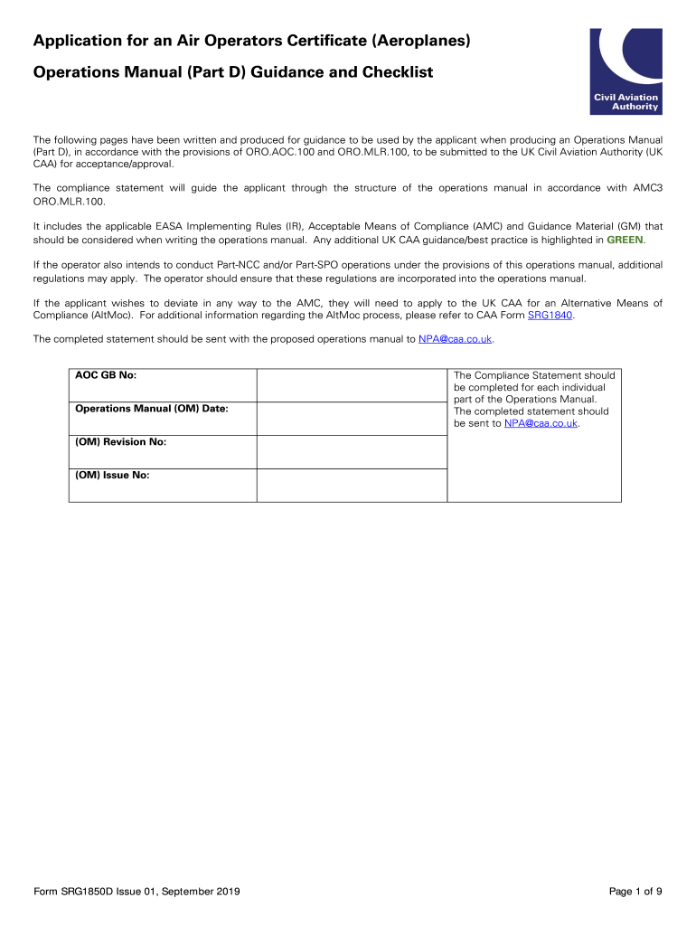 Operations Manual Part D - Fill Online, Printable, Fillable, Blank ...