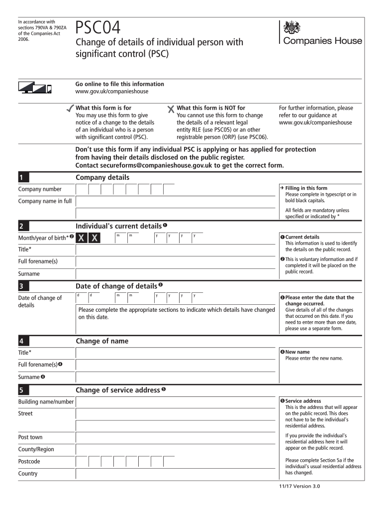 2017-2025 Form UK PSC04 Fill Online, Printable, Fillable, Blank - pdfFiller