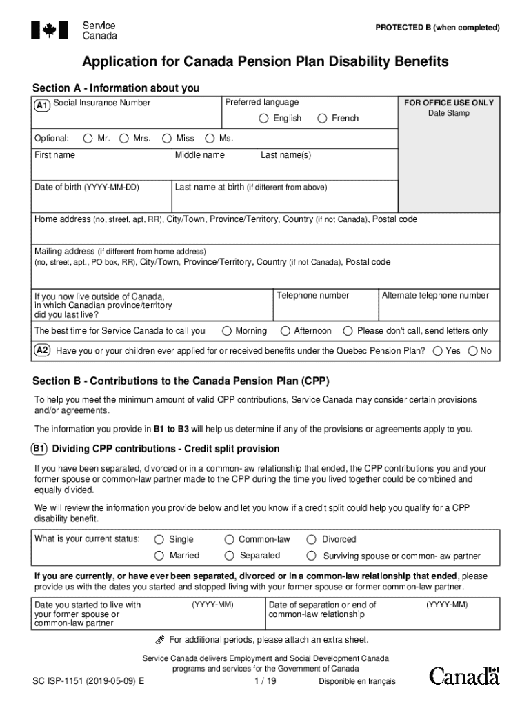Canada Pension Plan Disability Benefits Application: Fill out & sign ...