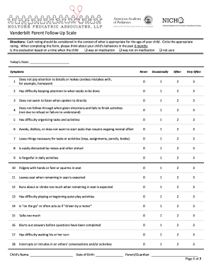 Fillable Online Vanderbilt Parent Follow-Up Scale Fax Email Print ...