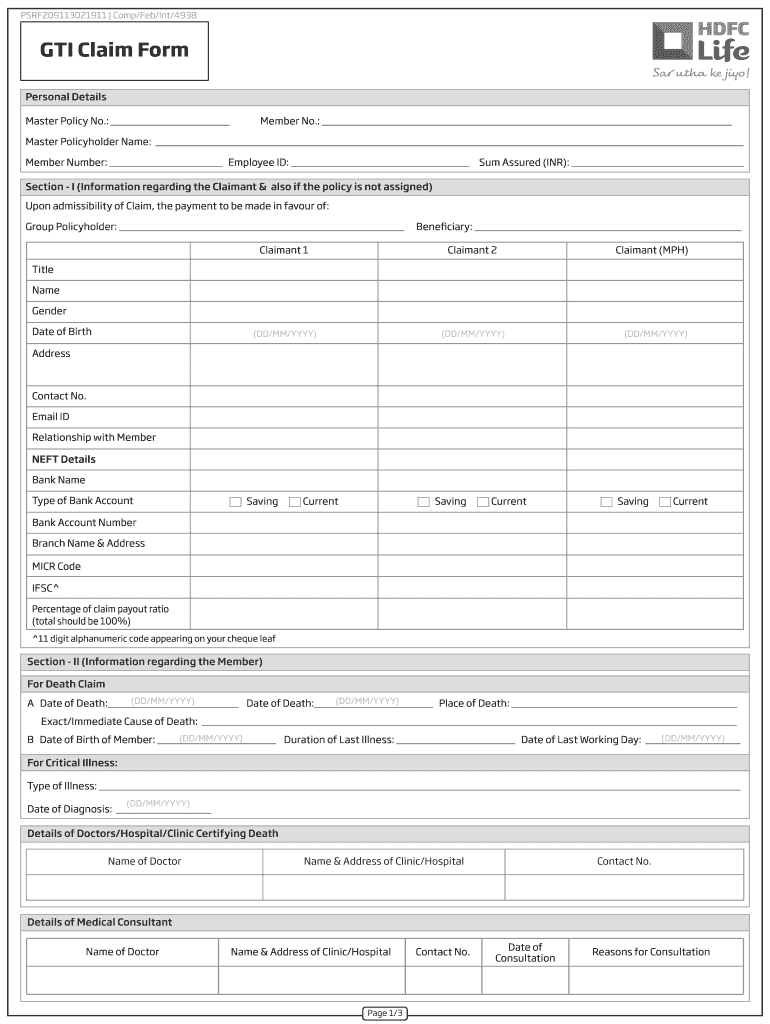 Fillable Online 019285019GTI claim form (employer - employee)v2 Fax ...