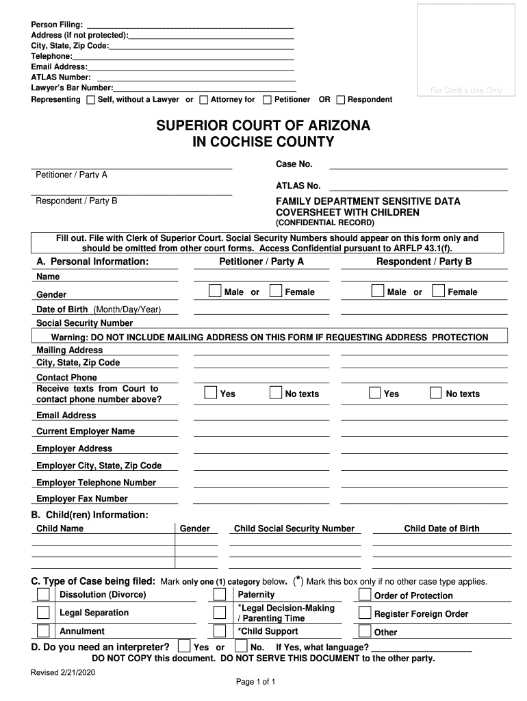 Fillable Online Family Department Sensitive Data Coversheet with ...