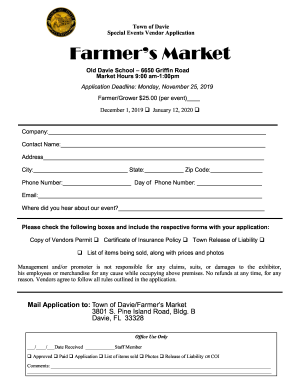 Fillable Online Farmers Market Application PDF Fax Email Print - pdfFiller