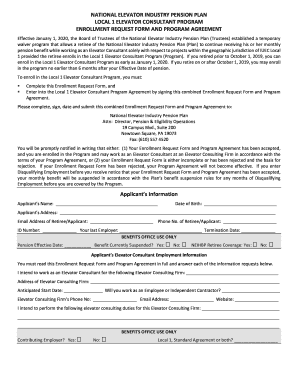 Fillable Online Local 1 Elevator Consultant Program Enrollment Request ...