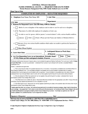 Fillable Online FAMILY/MEDICAL LEAVE ----- REQUEST FOR LEAVE FORM Fax ...