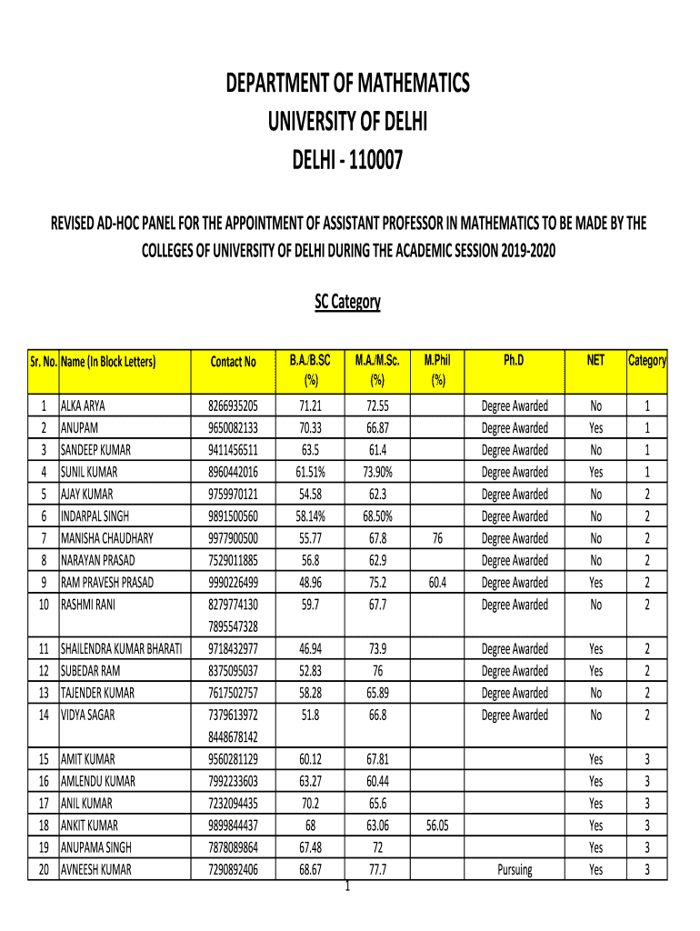 Fillable Online du adhoc panel mathematics Fax Email Print - pdfFiller
