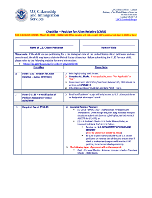 I 130 Checklist - Fill Online, Printable, Fillable, Blank | pdfFiller
