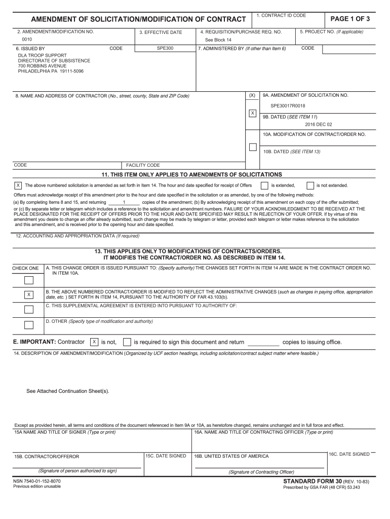 Fillable Online SF 30 - Amendment 0010.pdf Fax Email Print - pdfFiller