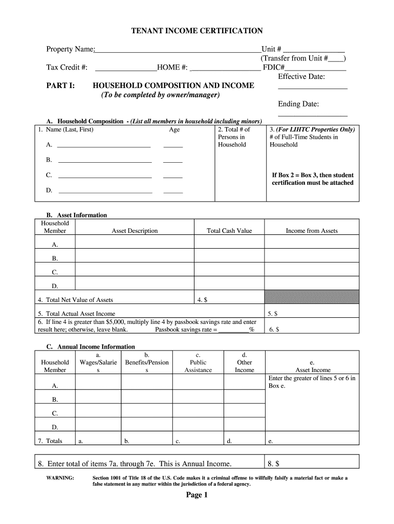 Fillable Online Louisiana Tenant Income Certification. Louisiana Tenant ...