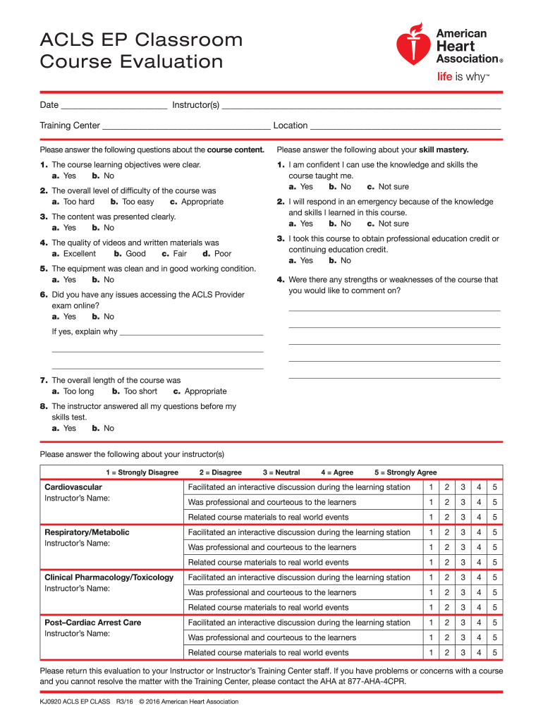PROF-TC-BLS-Course-Evaluation-Form - BLS Classroom Course ... - Fill ...