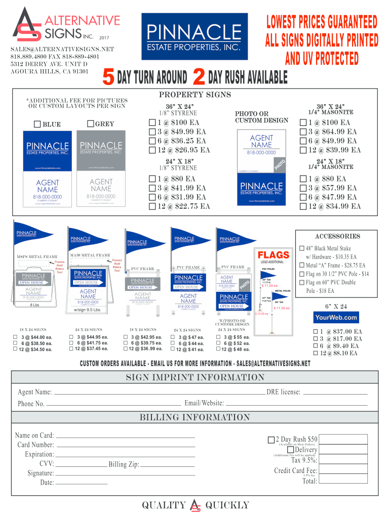 Fillable Online Pinnacle - Order Form Fax Email Print - pdfFiller