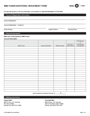 Fillable Online BMO FUNDS ADDITIONAL INVESTMENT FORM Fax Email Print - pdfFiller