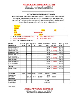 Fillable Online ATV AdventuresUTV TrailsRent Off Road Vehicle - Pagosa ...