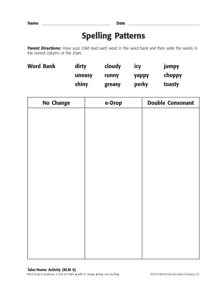 Fillable Online Name Date Spelling Patterns Fax Email Print - pdfFiller