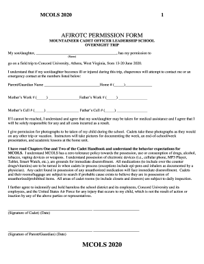 Fillable Online AFJROTC PERMISSION FORM Fax Email Print - pdfFiller