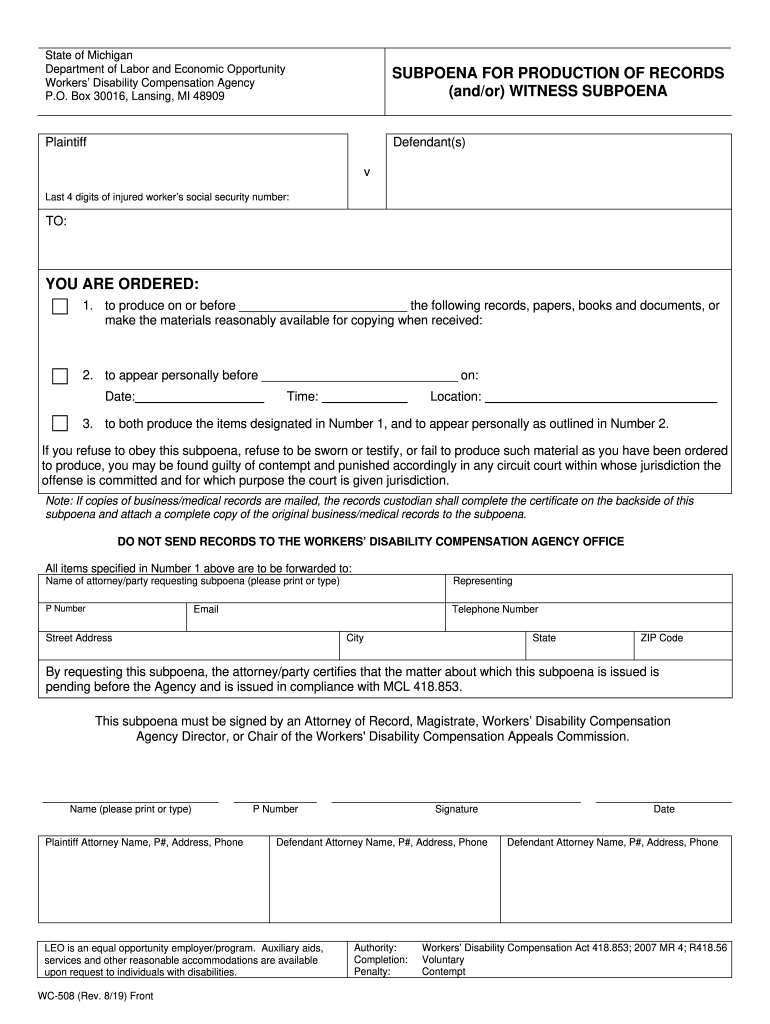 (and/or) WITNESS SUBPOENA: Fill out & sign online | DocHub
