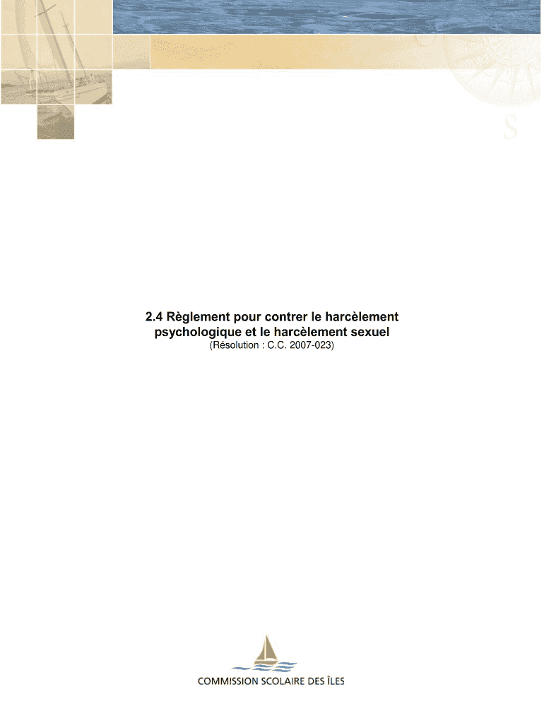 Remplissable En Ligne 2.4 R?glement pour contrer le harc?lement psychologique et le ... Fax ...