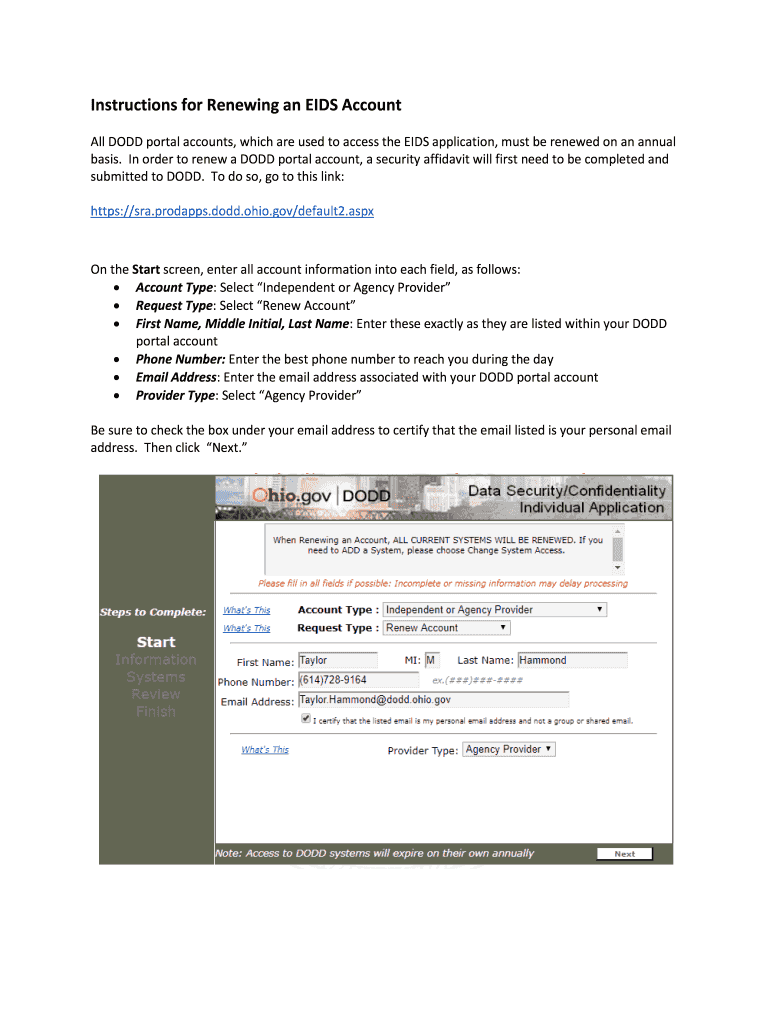 Fillable Online All DODD portal accounts, which are used to access the ...