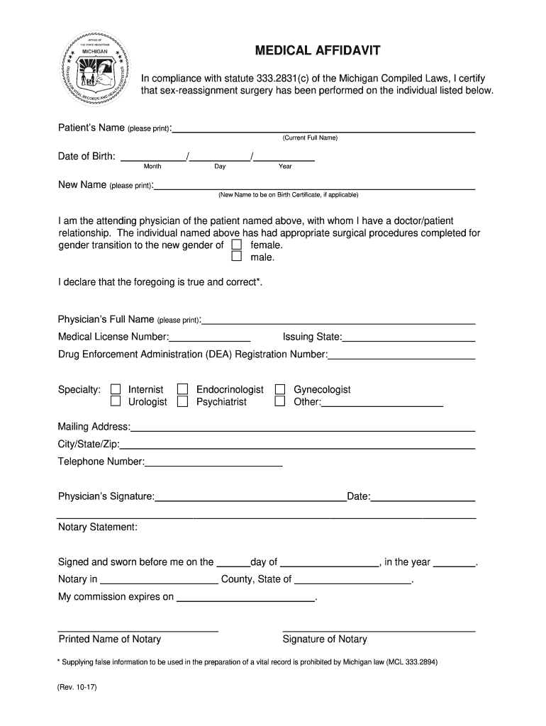 Fillable Online Medical Affidavit 06-2010.doc Fax Email Print - pdfFiller