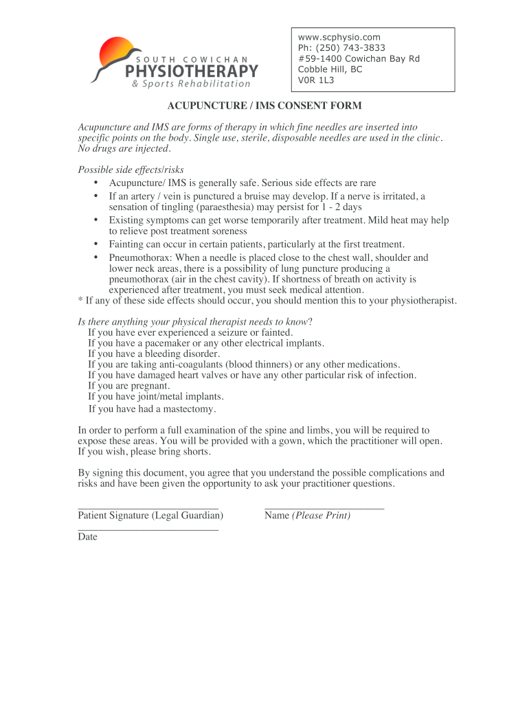 Fillable Online AcupunctureIMS consent form.docx Fax Email Print ...