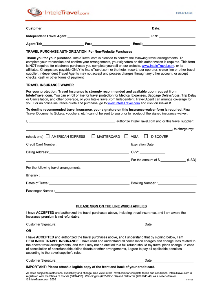 Inteletravel Credit Card Authorization Form - Fill Online, Printable ... Inteletravel Credit Card Authorization Form - Fill Online, Printable ...