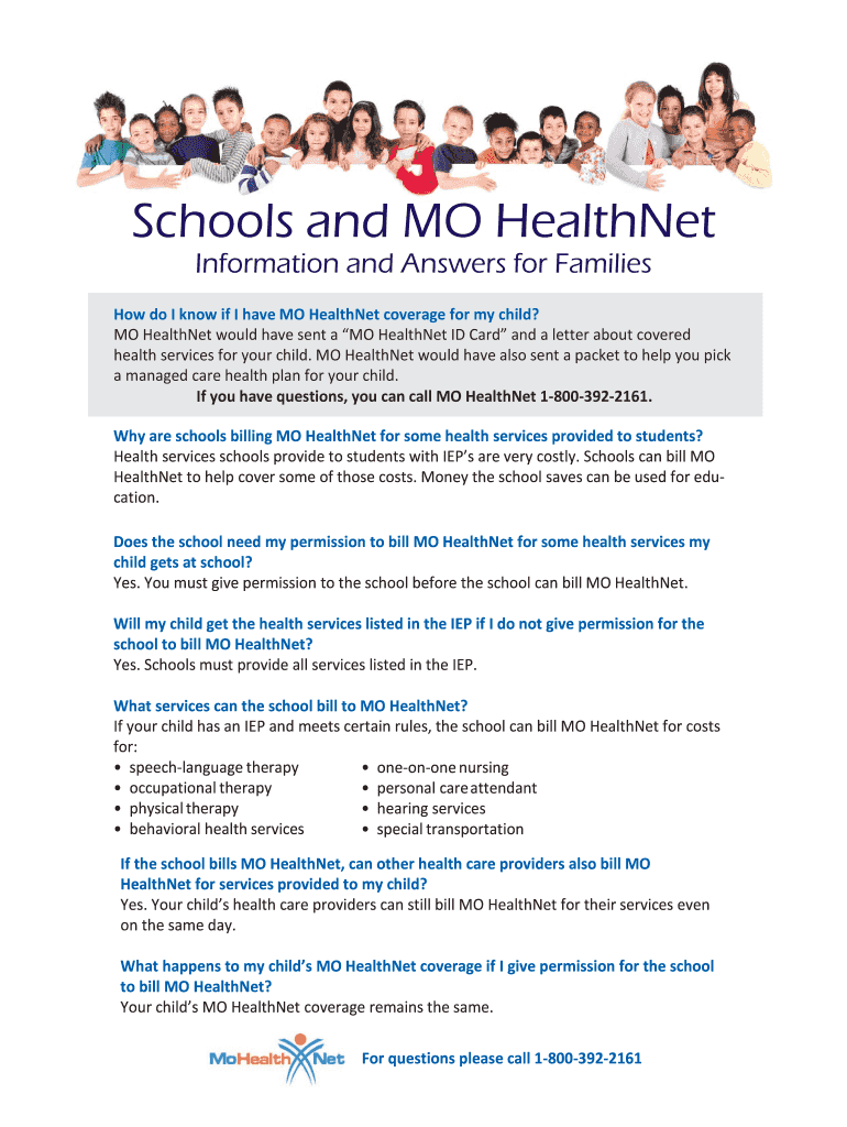 Fillable Online MO HealthNet for KidsMissouri Department of Social ...