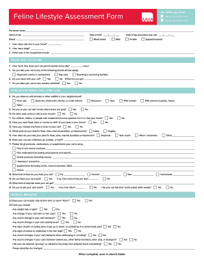 Fillable Online Feline Lifestyle Assessment Form Fax Email Print ...