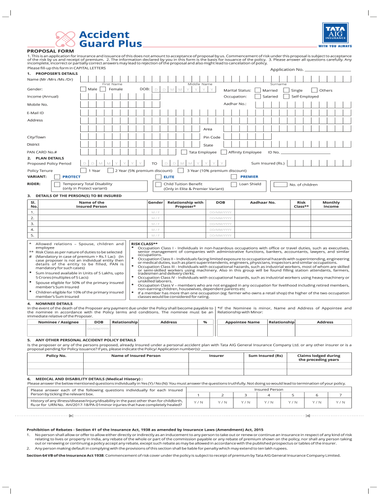 Tata Aig Medicare Premier - Fill Online, Printable, Fillable, Blank | pdfFiller