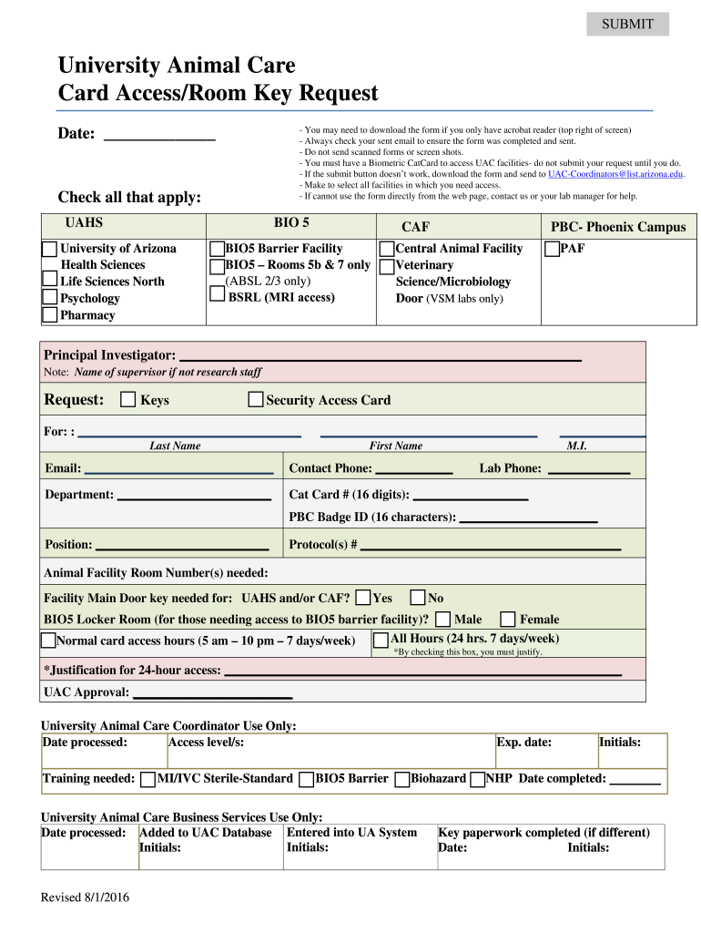 Fillable Online Card and Key Access Request Form.docx Fax Email Print ...