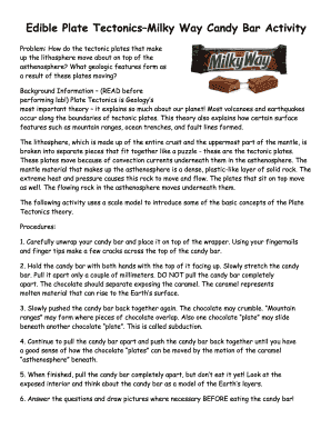 Fillable Online Edible Plate TectonicsMilky Way Candy Bar Activity ...