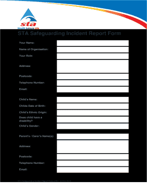 Fillable Online STA Safeguarding Incident Report Form Fax Email Print ...