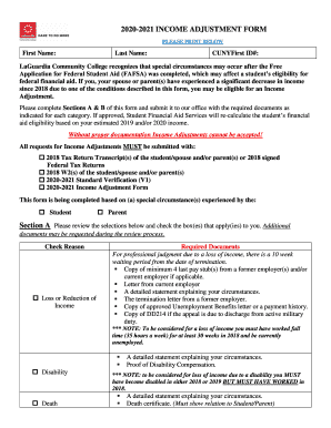 Fillable Online 2020-2021 INCOME ADJUSTMENT FORM Fax Email Print ...