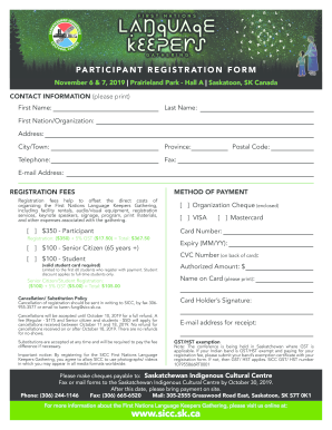 Fillable Online PARTICIPANT REGISTRATION FORM - SICC Fax Email Print - pdfFiller