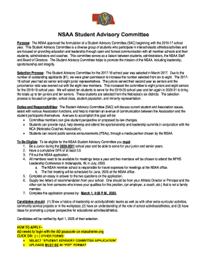 Fillable Online 2019-20 Student Advisory Committee Application Fax ...
