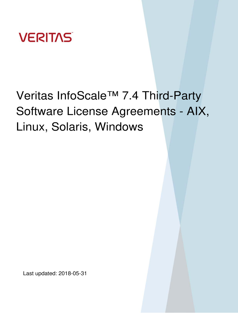 Fillable Online Veritas InfoScale 7.4 Third-Party Software License ...