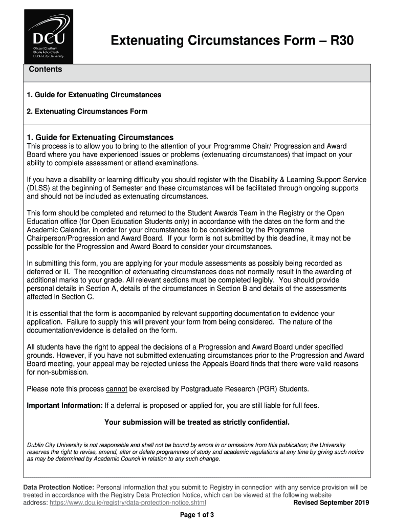 Fillable Online Extenuating Circumstances Form R30 Fax Email Print - pdfFiller