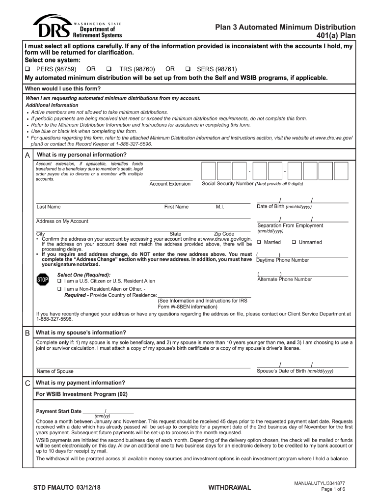 Fillable Online Plan 3 Automated Minimum Distribution RMD withdrawal ...