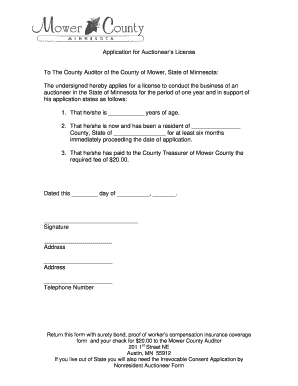 Fillable Online Auctioneer's Application form.doc Fax Email Print ...