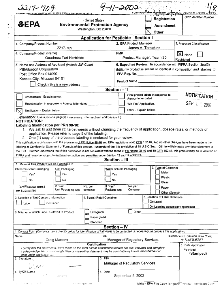 Fillable Online U.S. EPA, Pesticide Product Label, QUADMEC TURF ...