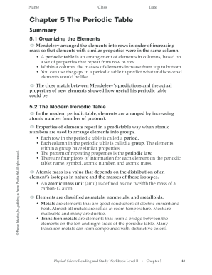 Fillable Online Chapter 5 The Periodic Table Fax Email Print - pdfFiller
