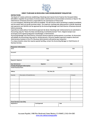 Fillable Online DIRECT PURCHASE & REVOLVING FUND REIMBURSEMENT ...