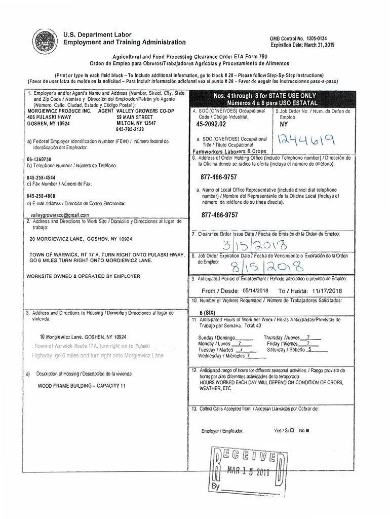 Fillable Online Agricultural a nd Food Processing Clearance Ordor ETA ...