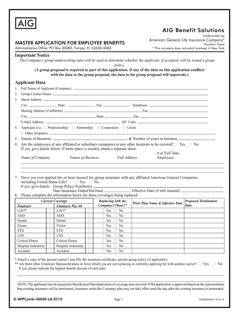 Fillable Online AIG Benefit Solutions - IATSE National Benefit Funds ...