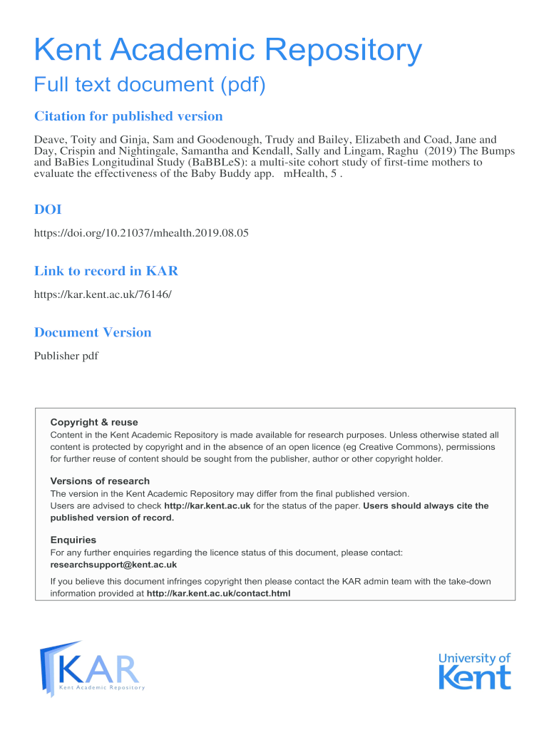 Fillable Online Deave, Toity and Ginja, Sam and Goodenough, Trudy and ...