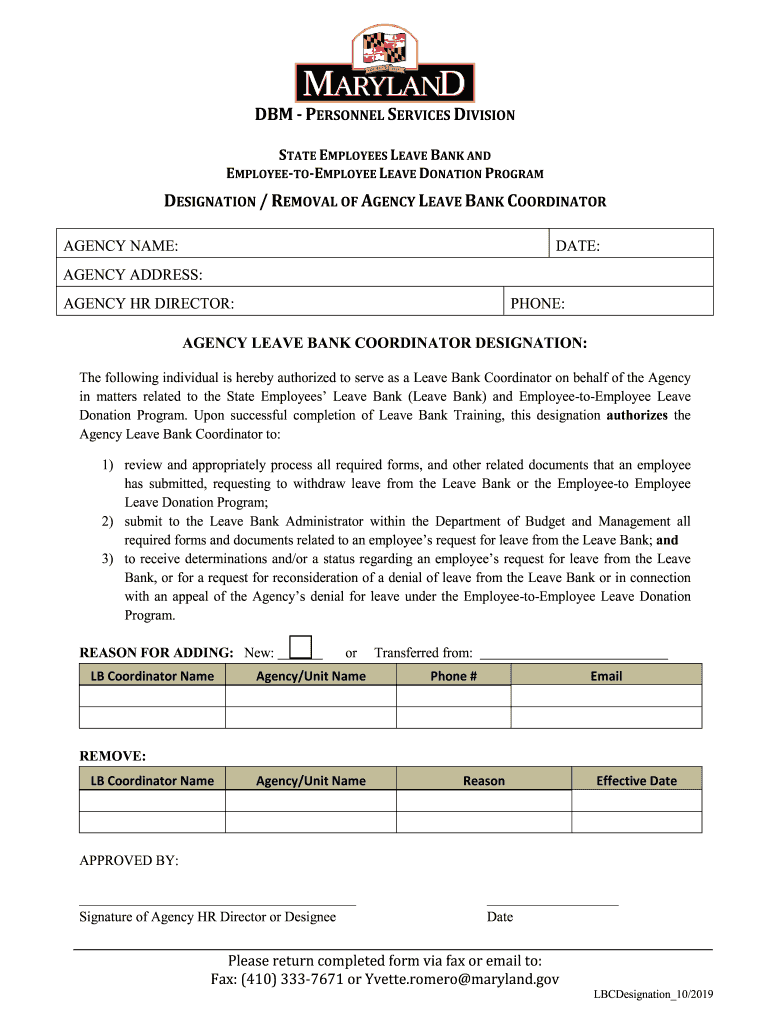 Fillable Online LBC Designation Form 2019. LBC Designation Form 2019 ...