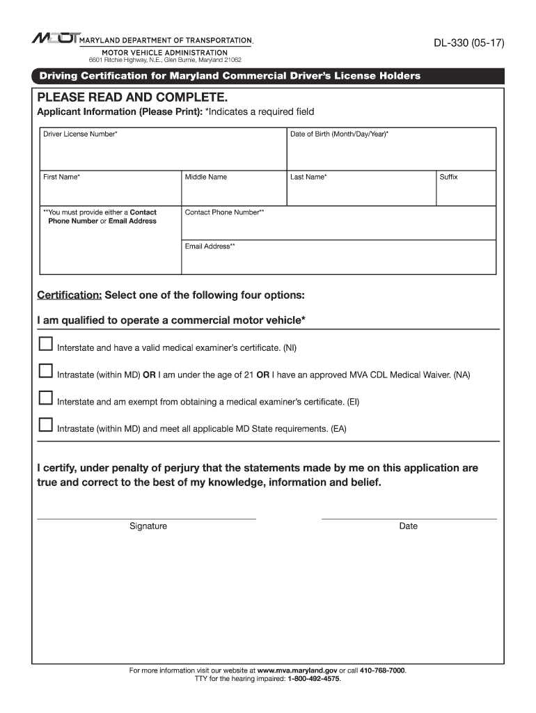 2017-2025 Form MD DoT DL-330 Fill Online, Printable, Fillable, Blank ...