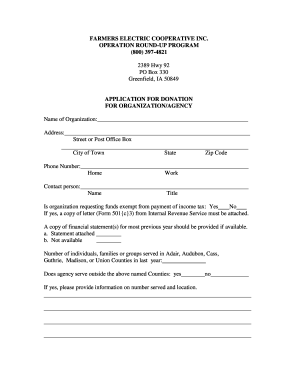 Fillable Online Farmers Electric Cooperative Organization Application ...